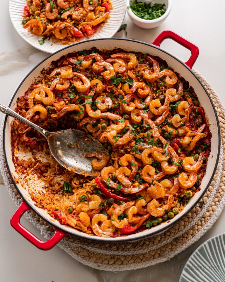 High Protein Paella With Chicken and Shrimp | Fit Diary